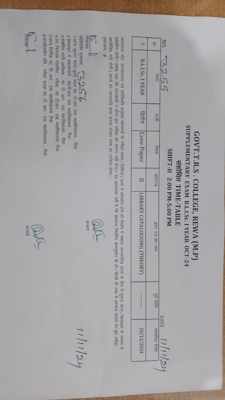 Government Thakur Ranmat Singh College, Rewa (M.P.)
